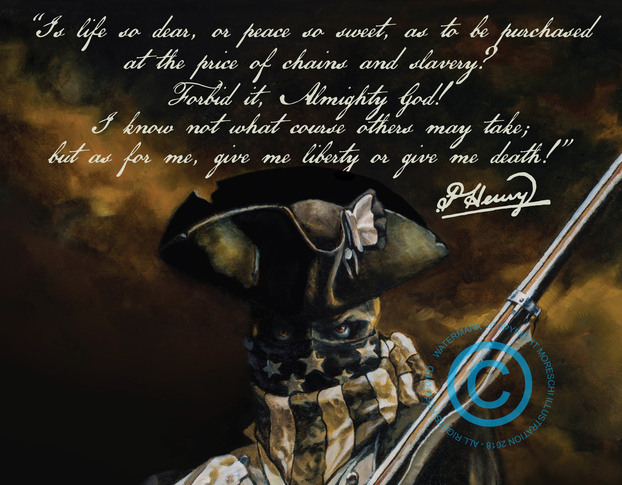 "STAND FIRM" Patrick Henry Art Print – MORESCHI ILLUSTRATION